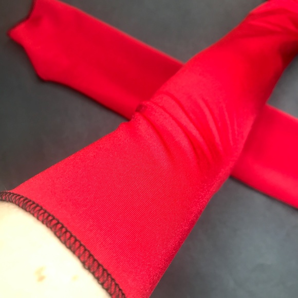 Hand Crafted | Accessories | Long Red Costume Gloves Arm Warmers Covers ...